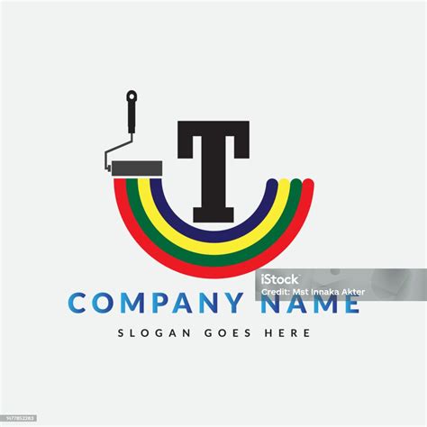 문자 T 템플릿에 페인트 브러시 로고 T 문자에 페인트 초기 페인트 기호 개념 0명에 대한 스톡 벡터 아트 및 기타 이미지