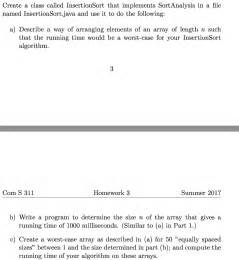 Solved Create A Class Called Insertionsort That Implements
