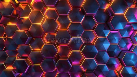 Vibrant Hexagonal Pattern With Interlocking Design Pulsating
