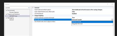 How To Disable Internal Terminal While Debugging For Net Core Projects