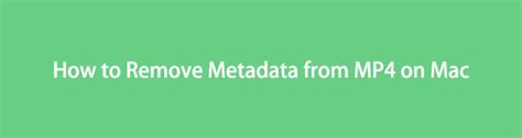 How To Remove Metadata From Mp4 On Mac Leading Way And Alternatives