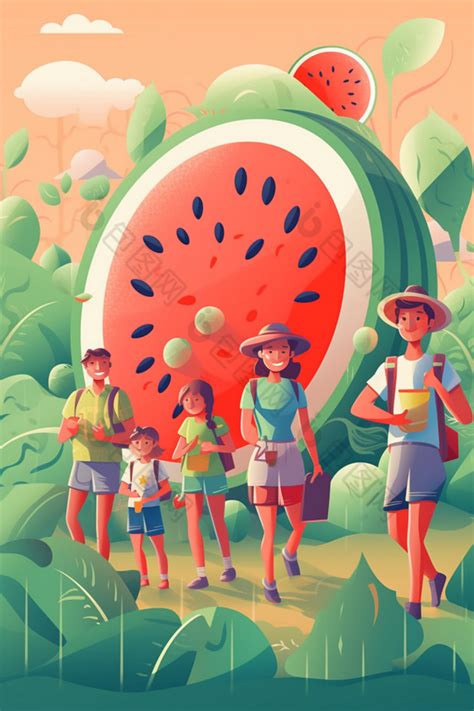 夏日西瓜插画高清图片下载 包图网
