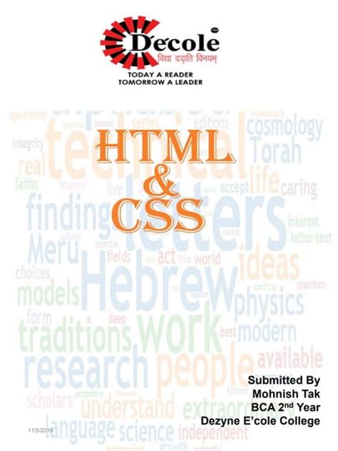 Mohnish Htmlandcss Portfolio Pdf