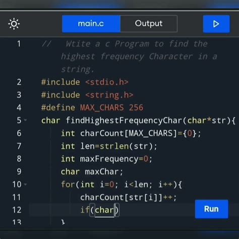 How To Write A C Program To Find The Highest Frequency Character In A String Youtube