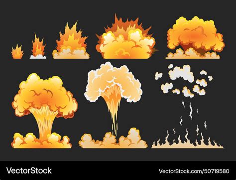 Explosion Animation Effect For Game Separate Vector Image