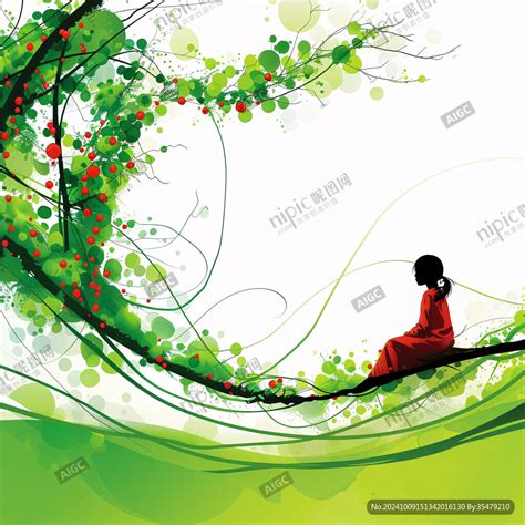 Ai创作图创意树藤背景 绿色藤蔓绿色空间 藤蔓素材绿叶背景 插画绿叶女孩 树下休息的女孩 绿色背景树木背景 绿色藤蔓背景图 拥抱大自然插画 树枝树丫树藤 嫩绿背景嫩绿背景叶子 花藤绿色背景