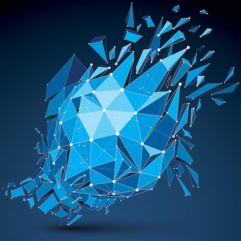 Premium Vector Abstract Asymmetric Blue Vector Low Poly Wrecked Object With Different