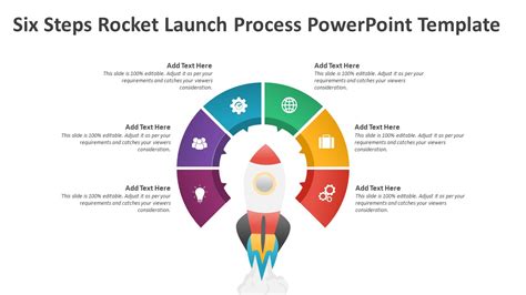 Six Steps Rocket Launch Process Powerpoint Template