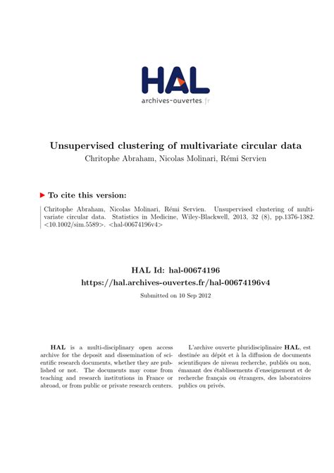 Pdf Unsupervised Clustering Of Multivariate Circular Data