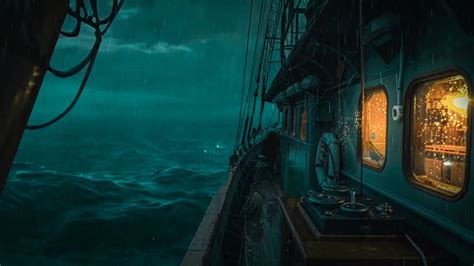 파도 소리와 천둥 부드러운 소나기가 들려오는 평화로운 밤의 수면 소리 폭우 속 작은 배에서 Youtube