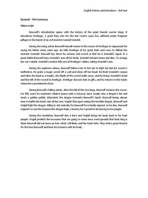 Beowulf Video Script Pdf