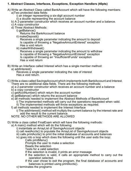 Solved 1 Abstract Classes Interfaces Exceptions