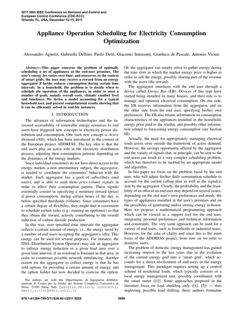 Pdf Appliance Operation Scheduling For Electricity Consumption