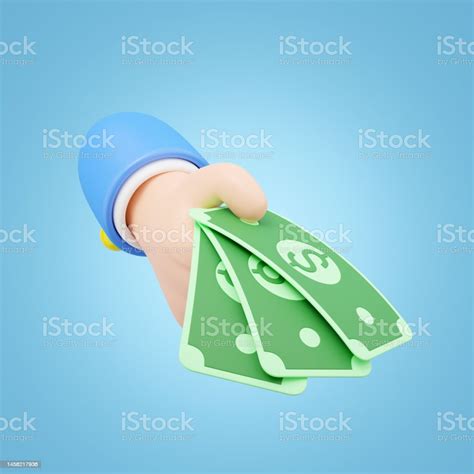 Payment Icon For Shopping Online 3d Hand Holding Banknote Cartoon Businessman Wearing Suit Holds