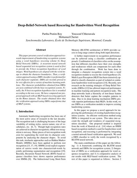 pdf deep belief network based rescoring for handwritten · pdf