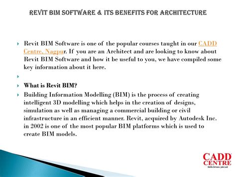 PPT REVIT BIM SOFTWARE ITS BENEFITS FOR ARCHITECTURE PowerPoint Presentation ID 12201289