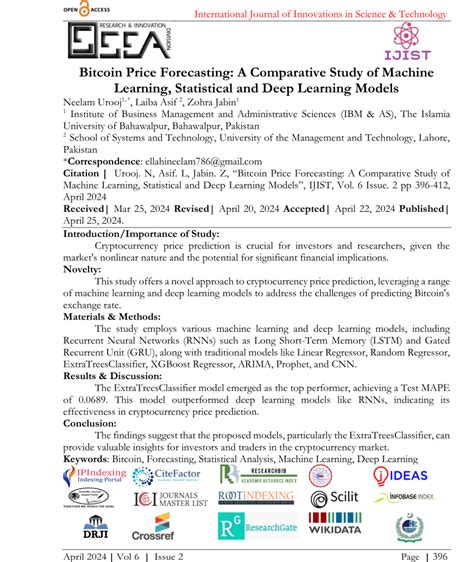 PDF Bitcoin Price Forecasting A Comparative Study Of Machine Learning Statistical And Deep