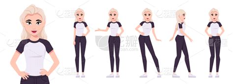 女孩 性格 可爱的 多样 女人 绘画插图 卡通 衣服 T恤