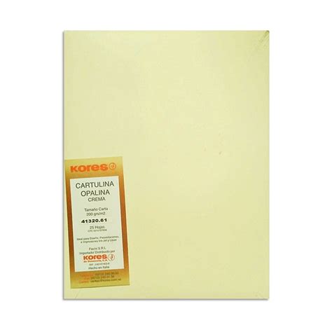 Cartulina Opalina Crema Tamaño Carta X 25 Uds Megabyte Papelería Ca