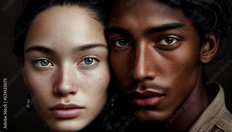 Couple Of Different Ethnicities Expressing Love And Affection