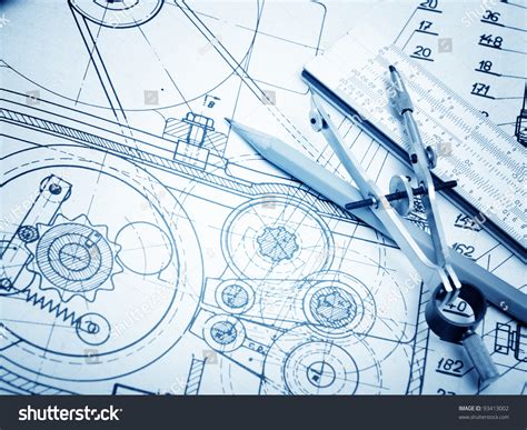 PowerPoint Template Mechanical Engineering Industrial Drawing Uklikhhj