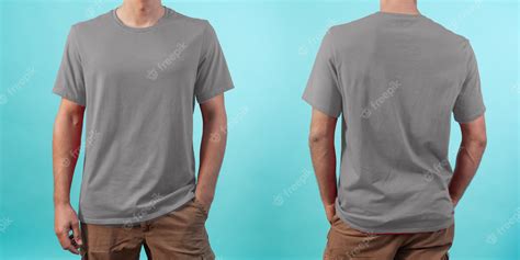 Premium Photo Front And Back View Of A Grey T Shirt Mockup For Design