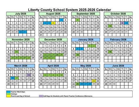 Liberty County Schools Calendar 2025 2026 In Pdf School Calendar Info