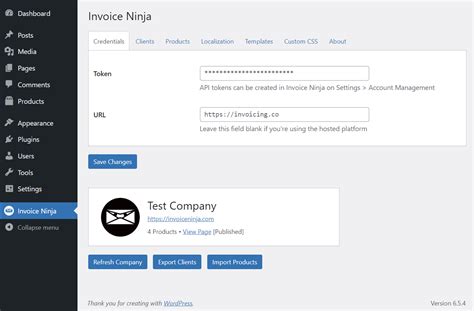 Invoice Ninja Wordpress Plugin