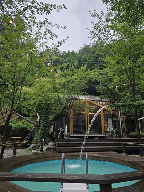 수영장 계곡이 있는 홍천 숙소 하늘바라기글램핑 네이버 블로그