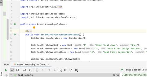 Junit Assertarrayequals Example