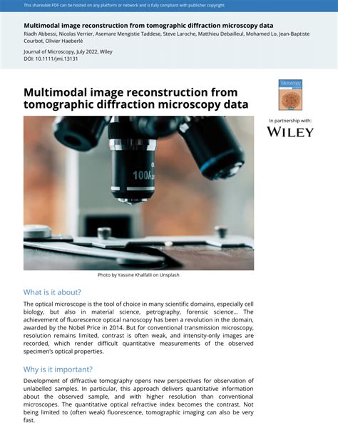 Pdf Multimodal Image Reconstruction From Tomographic Diffraction