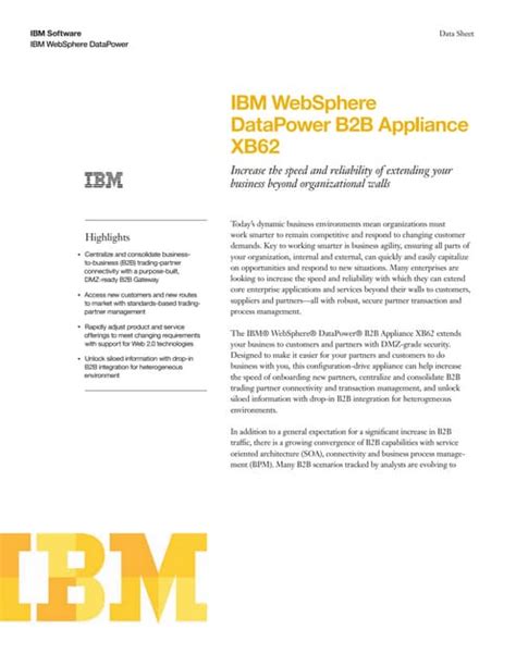 Ibm Websphere Datapower B2b Appliance Xb62 Pdf