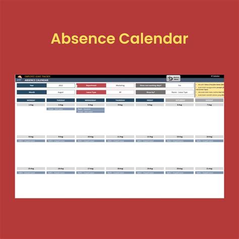 Employee Leave Tracker Excel System Comprehensive User Friendly Template Etsy