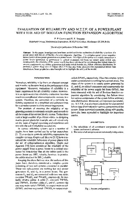 Pdf Evaluation Of Reliability And Mttf Of A Power Plant With The