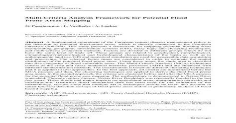 Pdf Multi Criteria Analysis Framework For Potential Flood Prone Areas Mapping Dokumentips