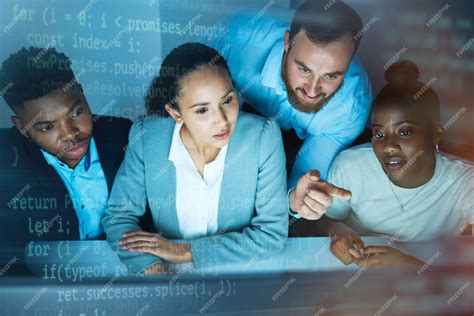 Premium Photo People Office And Overlay In Computer With Teamwork Collaboration And Partner