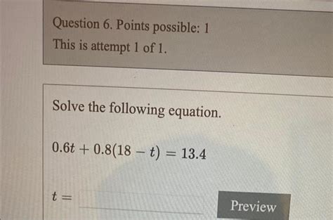 Solved Question 6 Points Possible 1 This Is Attempt 1 Of 1