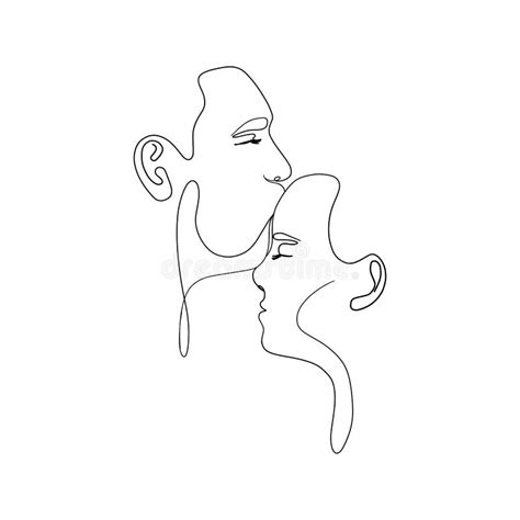 One Line Love Couple Abstract Continuous Line Drawing Man Woman