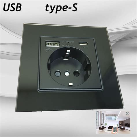 Розетка электрическая одинарная с Usb и Type C входами в стандартный