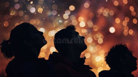 Fuzzy Shapes Of Astronomy Club Members Gazing Upwards Stock Image
