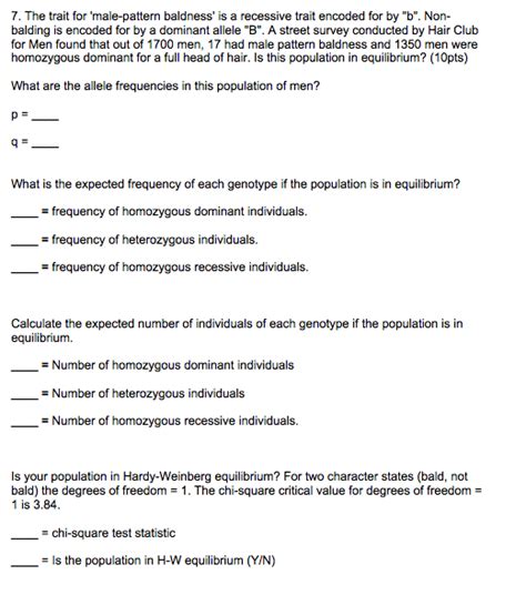 Solved 7 The Trait For Male Pattern Baldness Is A