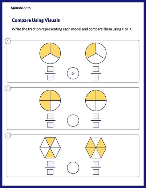 Compare Fractions Using Area Model Worksheet