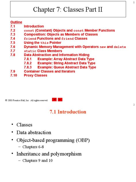 Chapter 7 Classes Part Ii 2003 Prentice Hall Inc All Rights