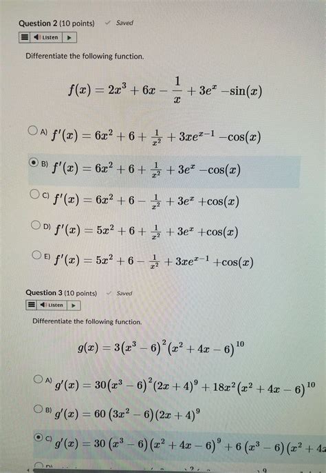 solved differentiate the following function