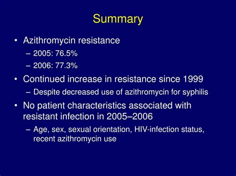 Increasing Rate Of Azithromycin Resistance In Treponema Pallidum Infections — San Francisco Increasing Rate Of Azithromycin Resistance In Treponema Pallidum Infections — San Francisco