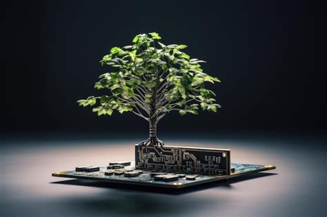 Premium AI Image A Tree Growing On A Computer Chip
