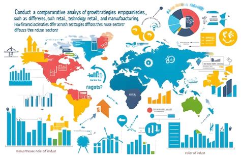 World Map With Various Charts And Graphs Illustrating Growth Strategies And Industry Comparisons