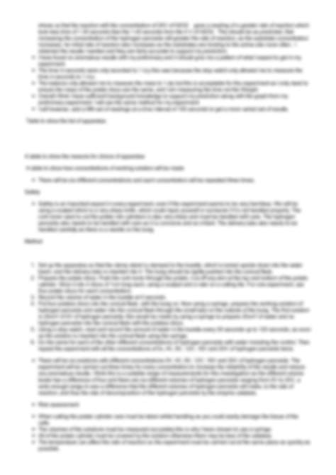 Solution Investigation On The Effect Of The Concentration Of Hydrogen Peroxide On The Rate Of