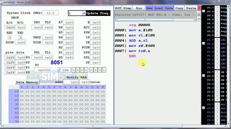 8 Bit Addition And Subtraction In Edisim Software Of 8051 Mc Youtube