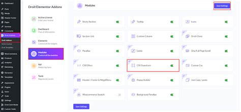 Css Transform Modules Droit Elementor Addons